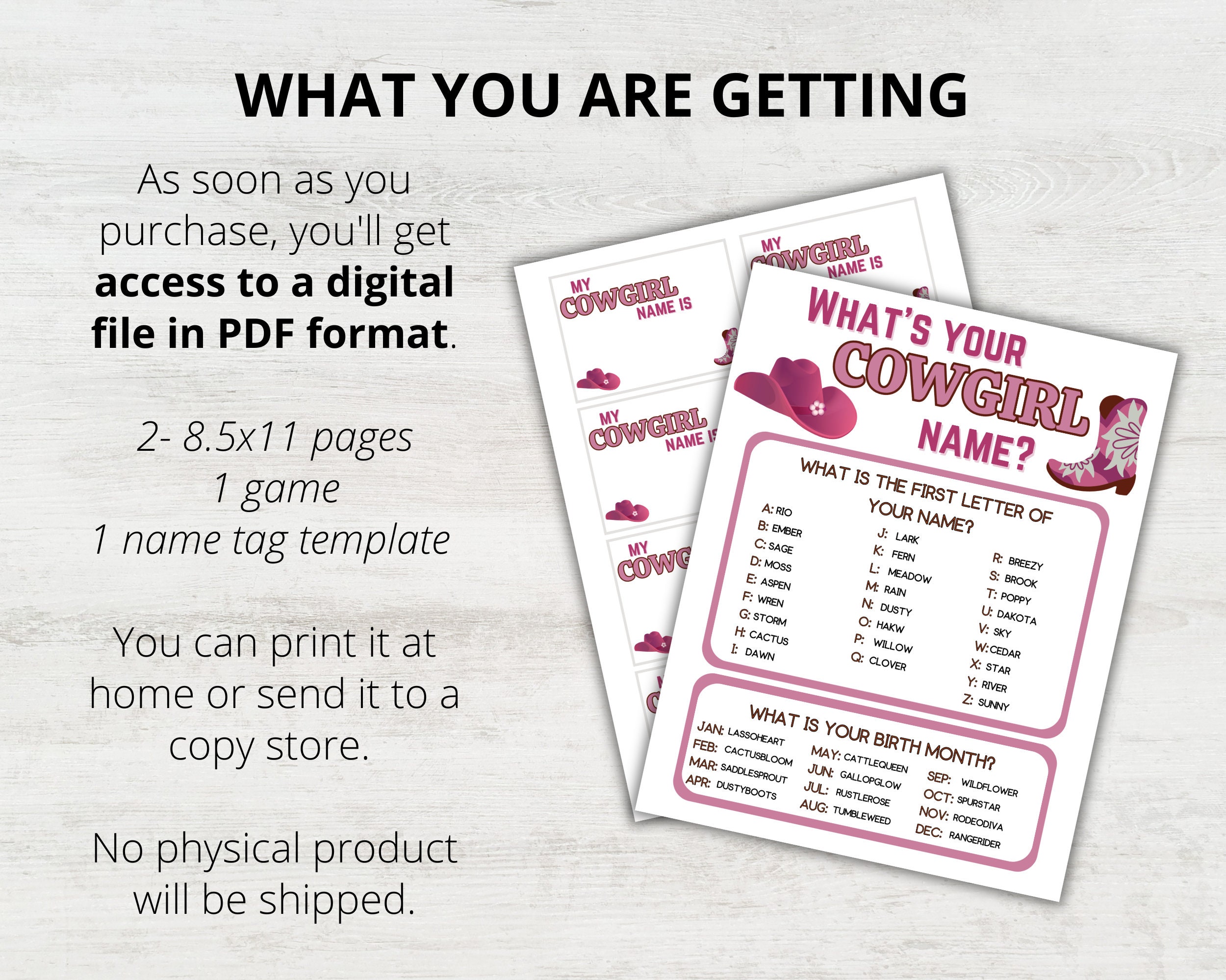 Cowgirl Name Game Printable, What's Your Cowgirl Name Game, Name ...