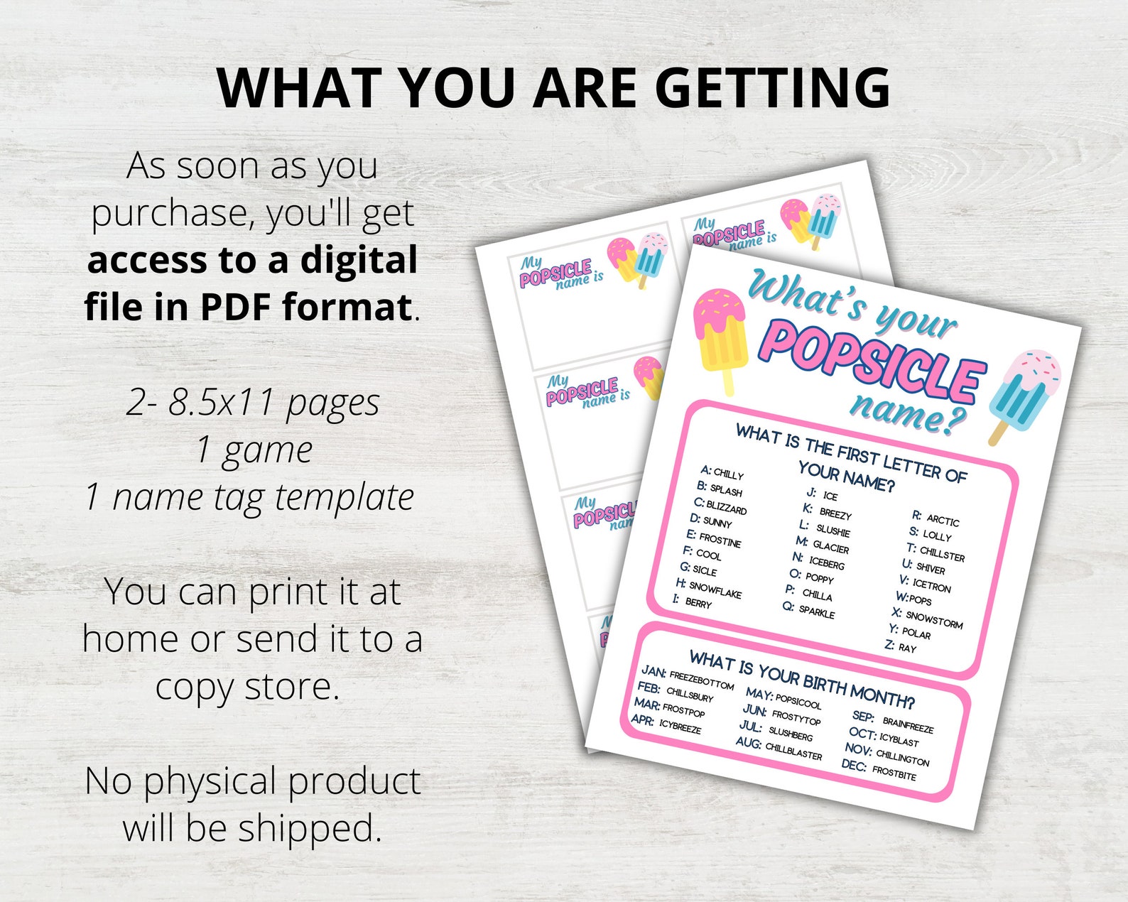 Popsicle Name Game Printable, What's Your Popsicle Name Game, Name ...