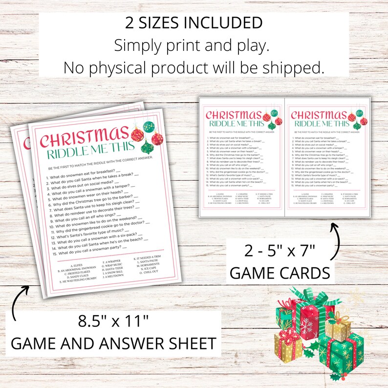 Christmas Riddle Me This Game, Christmas Riddles, Christmas Activities ...