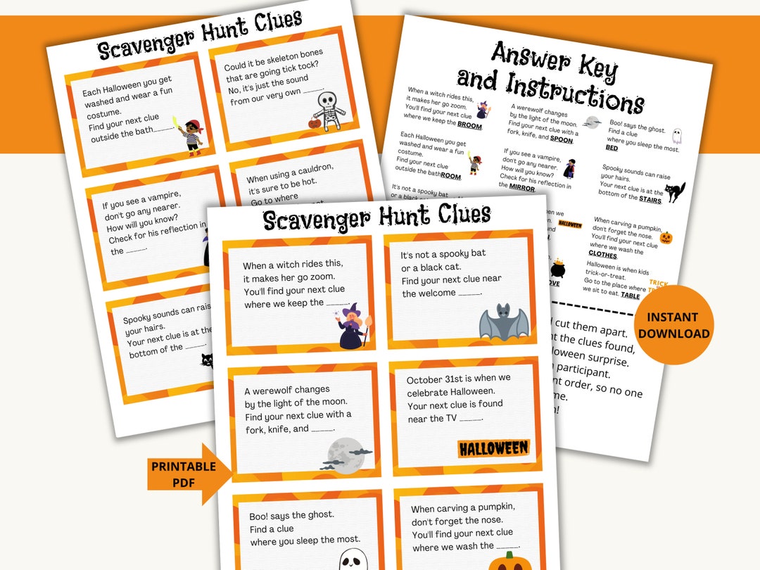 Indoor Halloween Scavenger Hunt | Printable Halloween Treasure Hunt ...