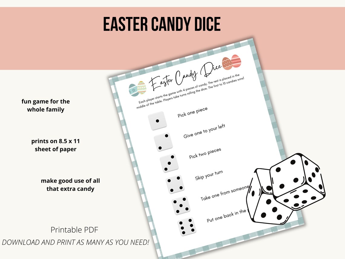 Easter Candy Dice Game, Easter Dice Game, Easter Game, Classroom Games ...