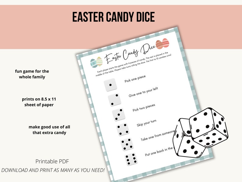 Easter Candy Dice Game, Easter Dice Game, Easter Game, Classroom Games ...