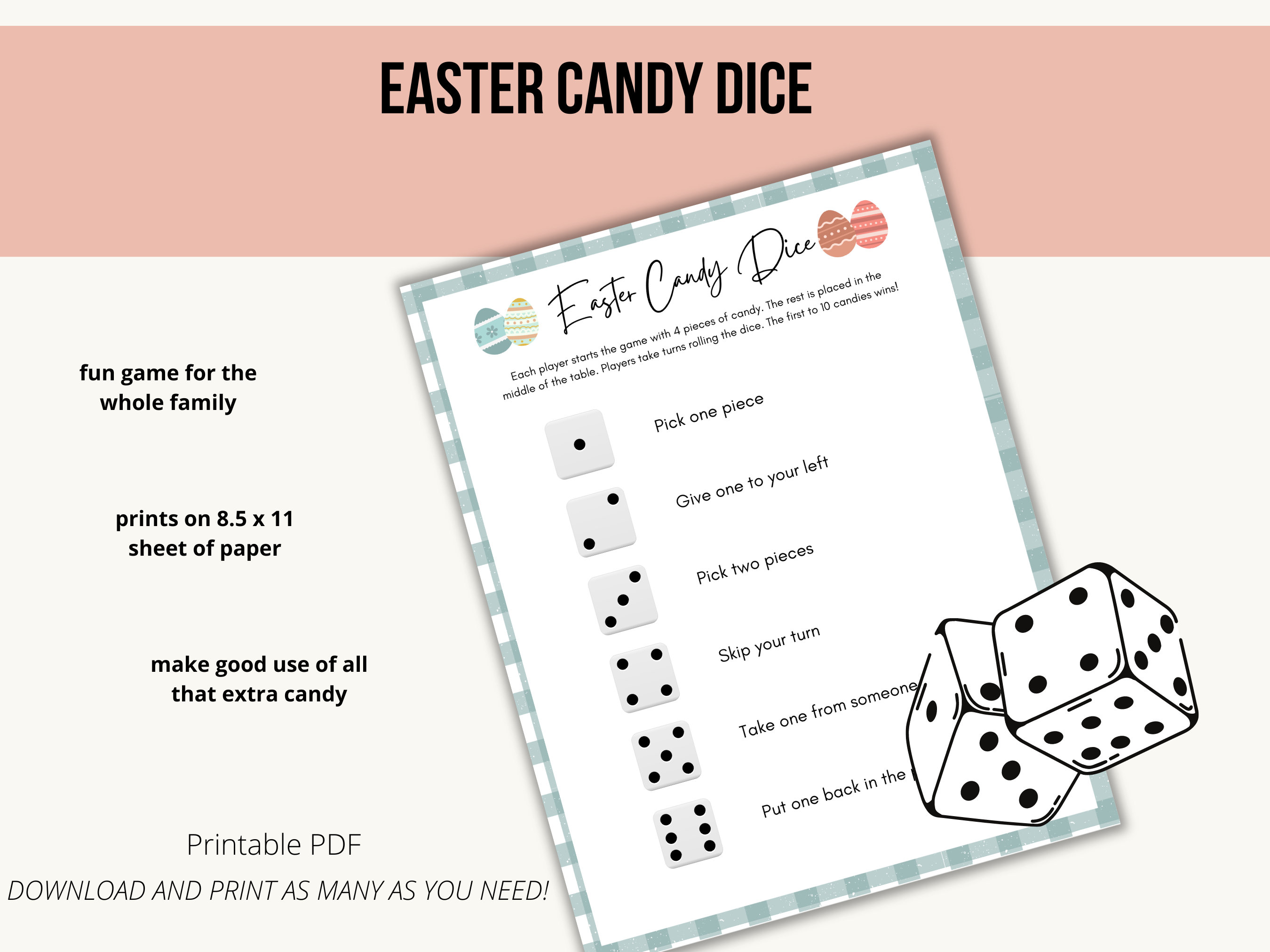 Easter Candy Dice Game, Easter Dice Game, Easter Game, Classroom Games ...