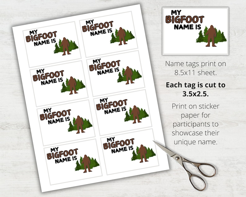 Bigfoot Name Game Printable, What's Your Bigfoot Name Game, Name ...
