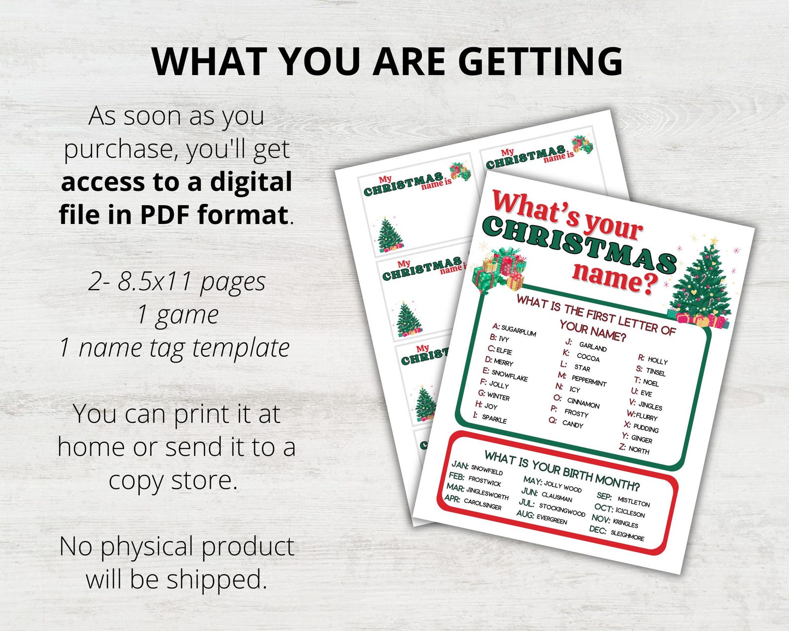 Christmas Name Game Printable, What's Your Christmas Name Game, Name ...