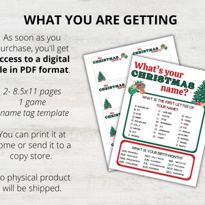 Christmas Name Game Printable, What's Your Christmas Name Game, Name ...
