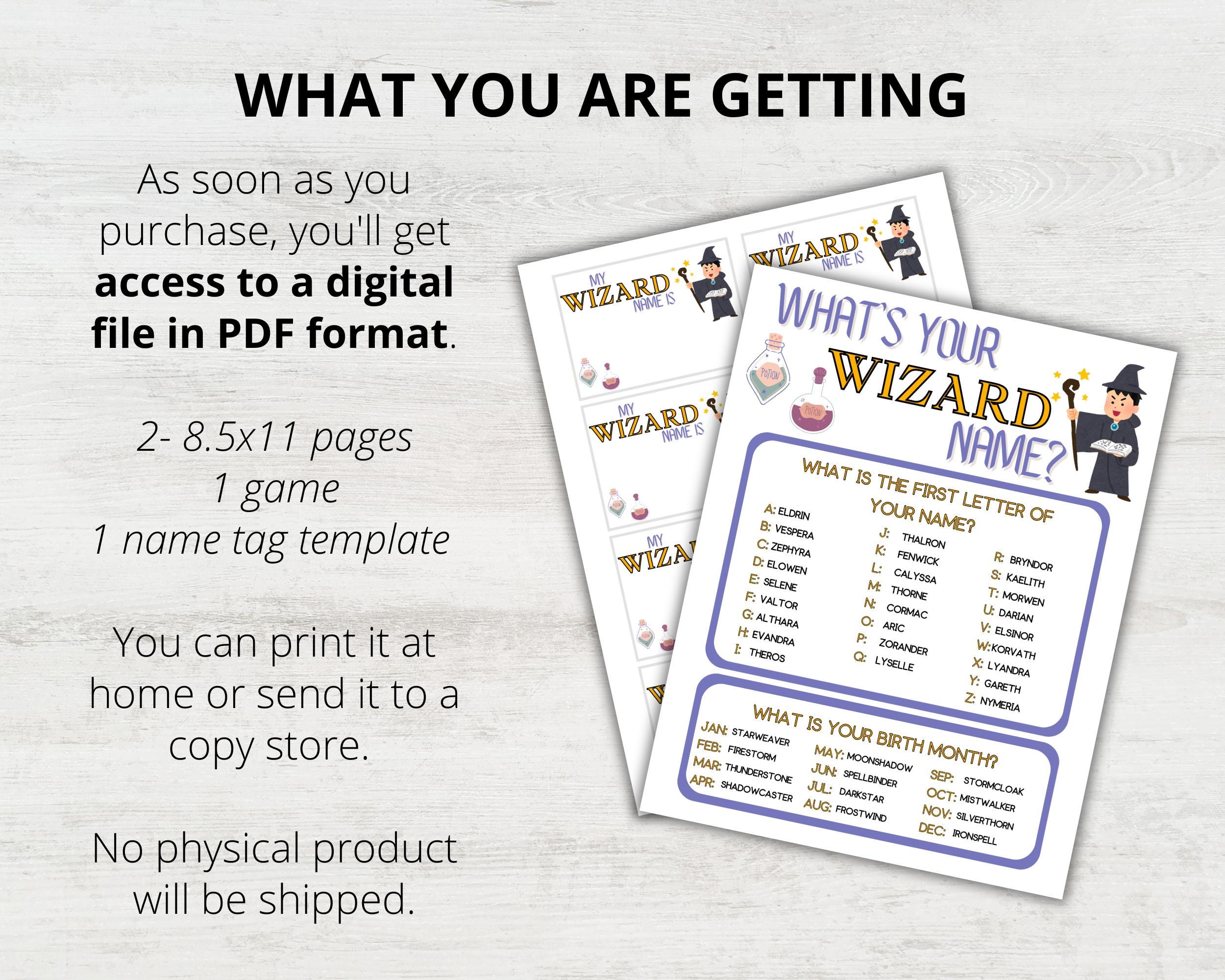 Wizard Name Game Printable, What's Your Wizard Name Game, Name ...