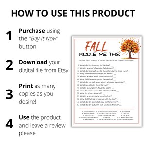 Fall Riddle Me This, Fall Riddles, Fall Games, Fall Party Game, Fall ...