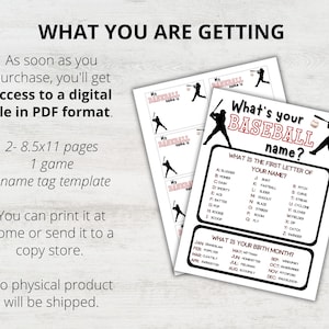 Baseball Name Game Printable, What's Your Baseball Name Game, Name ...