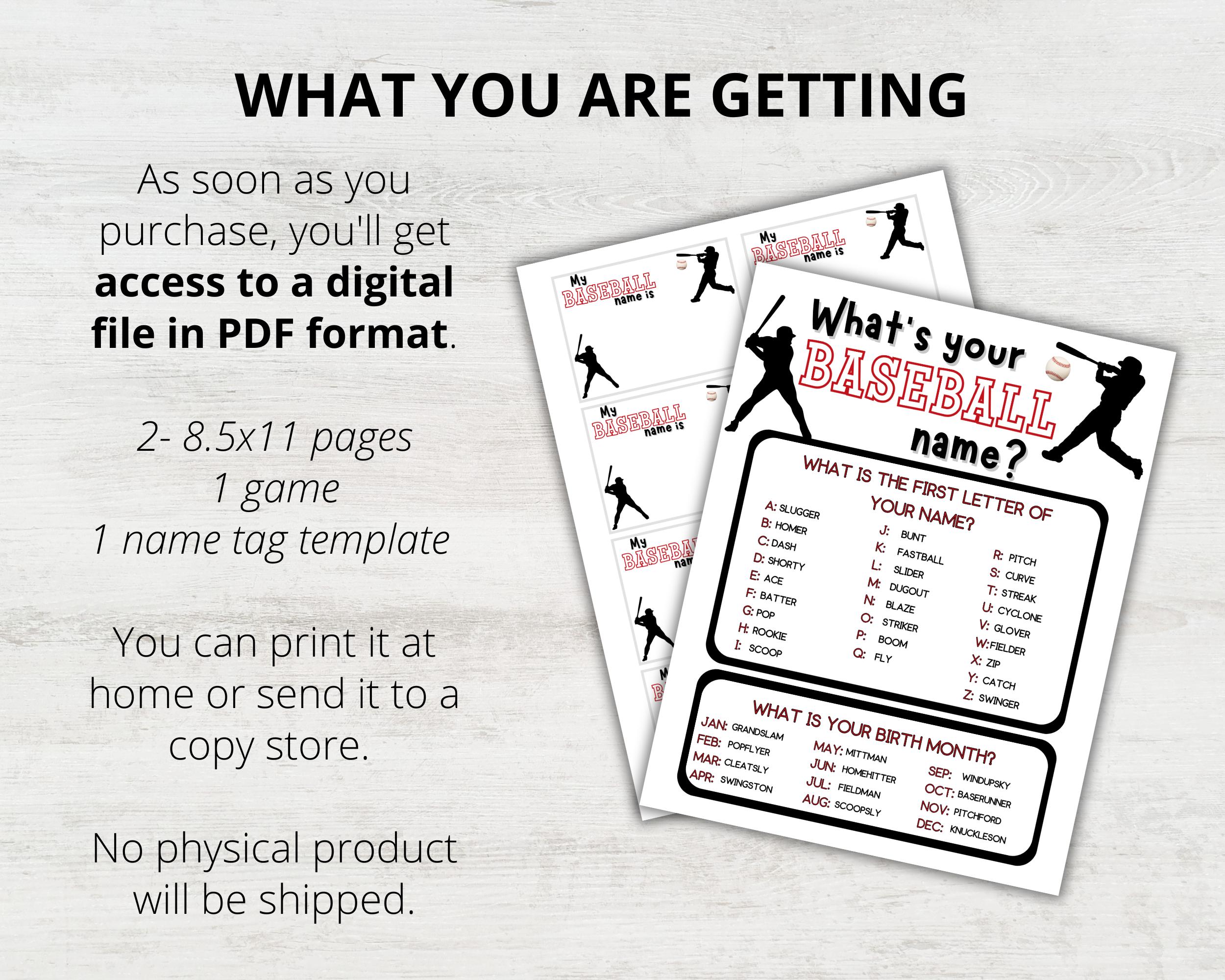 Baseball Name Game Printable, What's Your Baseball Name Game, Name ...