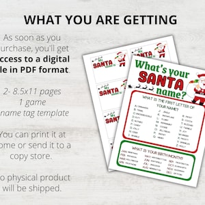 Santa Name Game Printable, What's Your Santa Name Game, Name Generator ...