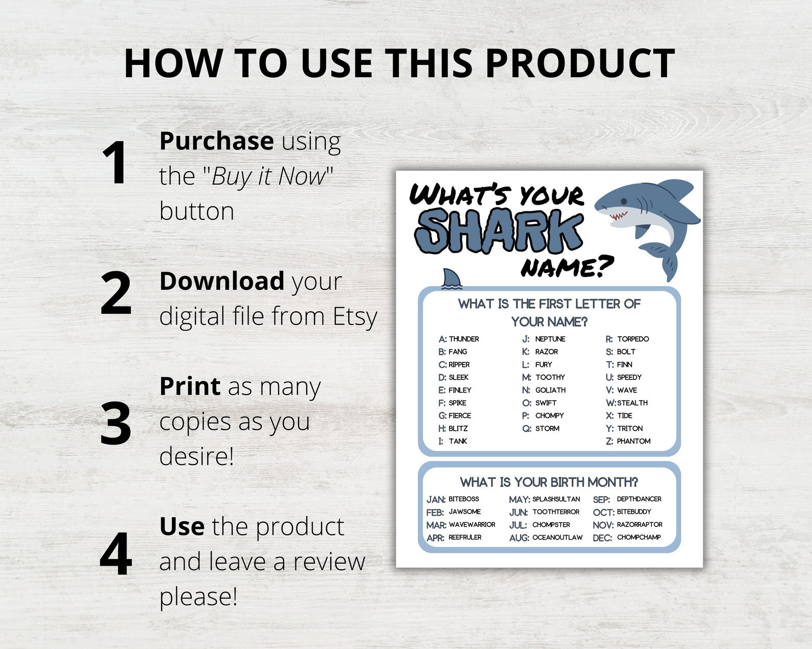 Shark Name Game Printable, What's Your Shark Name Game, Name Generator ...