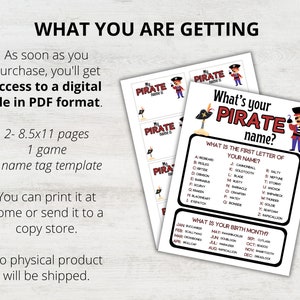 Pirate Name Game Printable, What's Your Pirate Name Game, Name ...