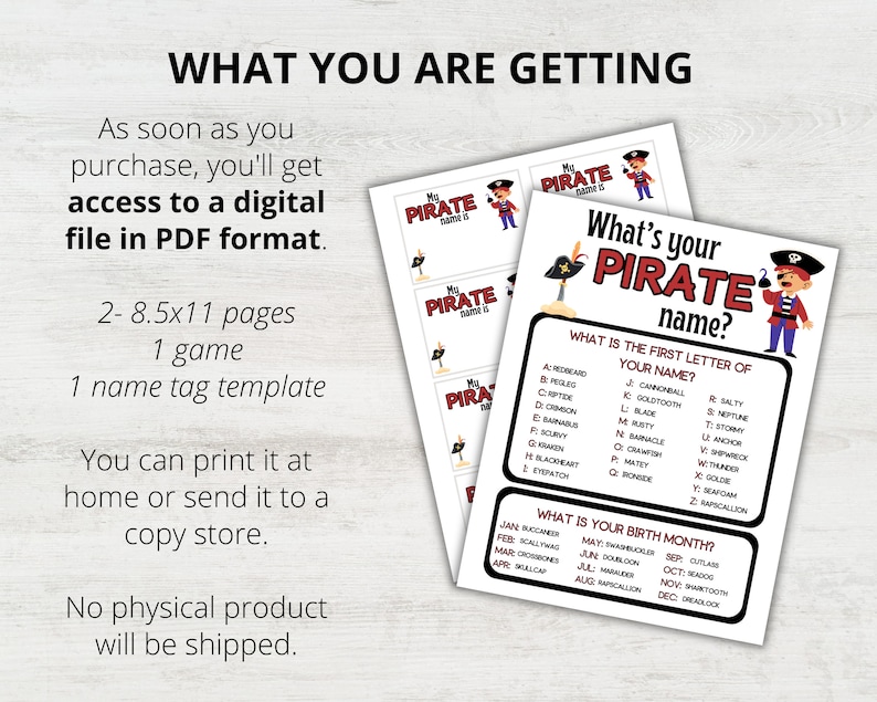 Pirate Name Game Printable, What's Your Pirate Name Game, Name ...