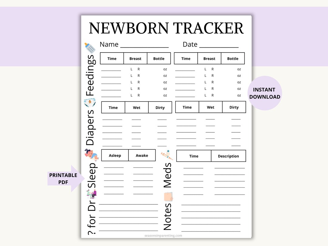 Newborn Tracker Printable Daily Baby Log Caregiver Log - Etsy