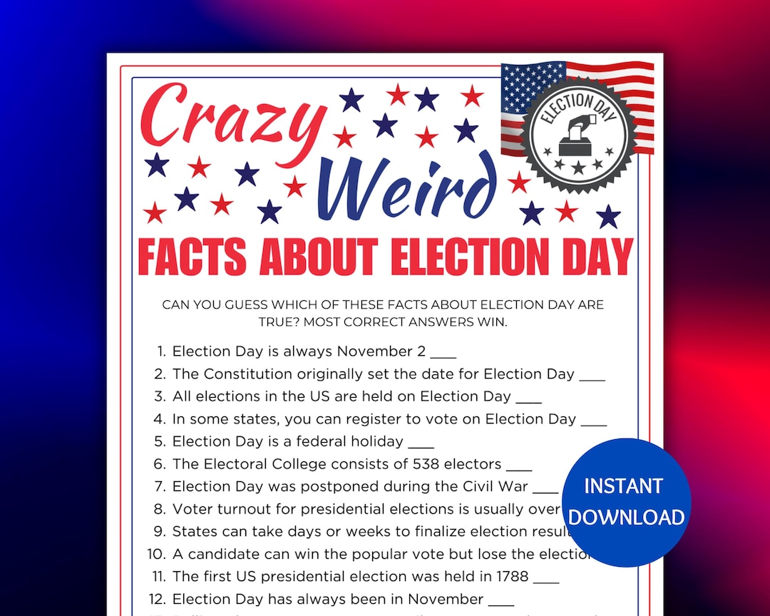 US Election Day Trivia, Election Party Games, Election Night Games ...