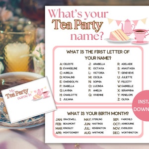 Tea Party Name Game Printable, What's Your Tea Party Name Game, Name ...