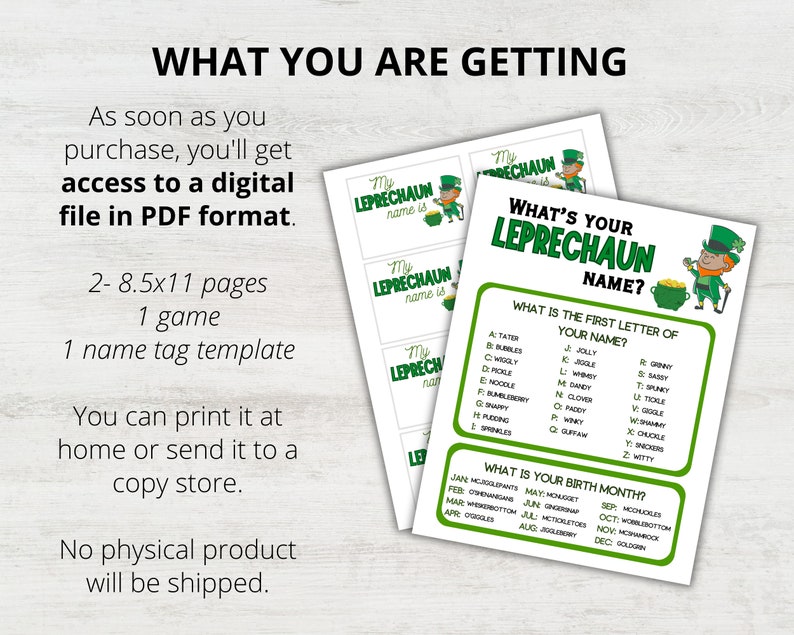 Leprechaun Name Game Printable, What's Your Leprechaun Name Game, Name ...