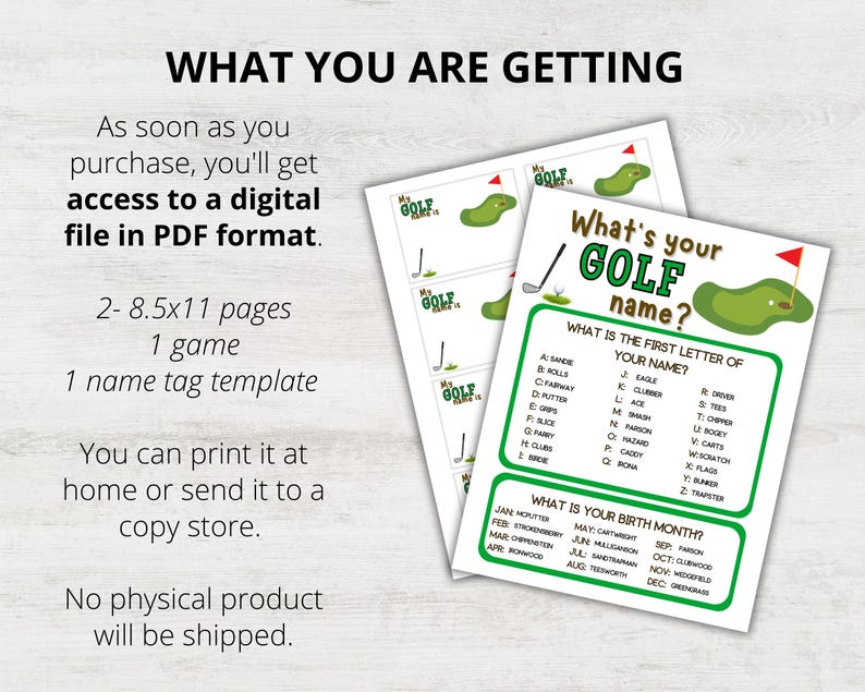 Golf Name Game Printable, What's Your Golf Name Game, Name Generator ...