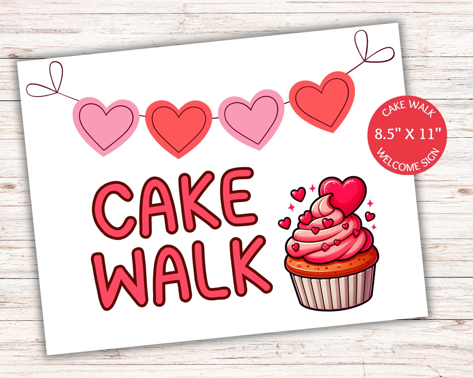Valentine's Day Cake Walk Numbers, Cake Walk Game, Cake Walk Signs ...