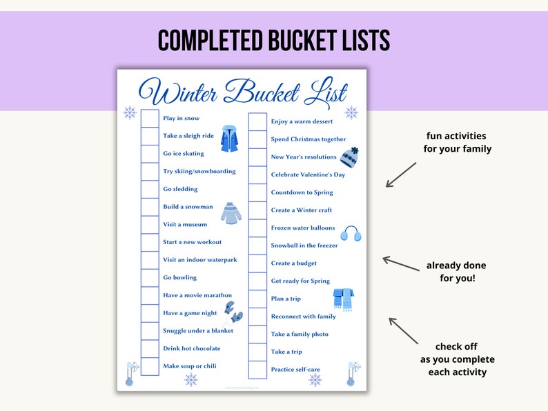 Seasonal Bucket List Bundle, Bucket Lists for Fall, Winter, Spring ...