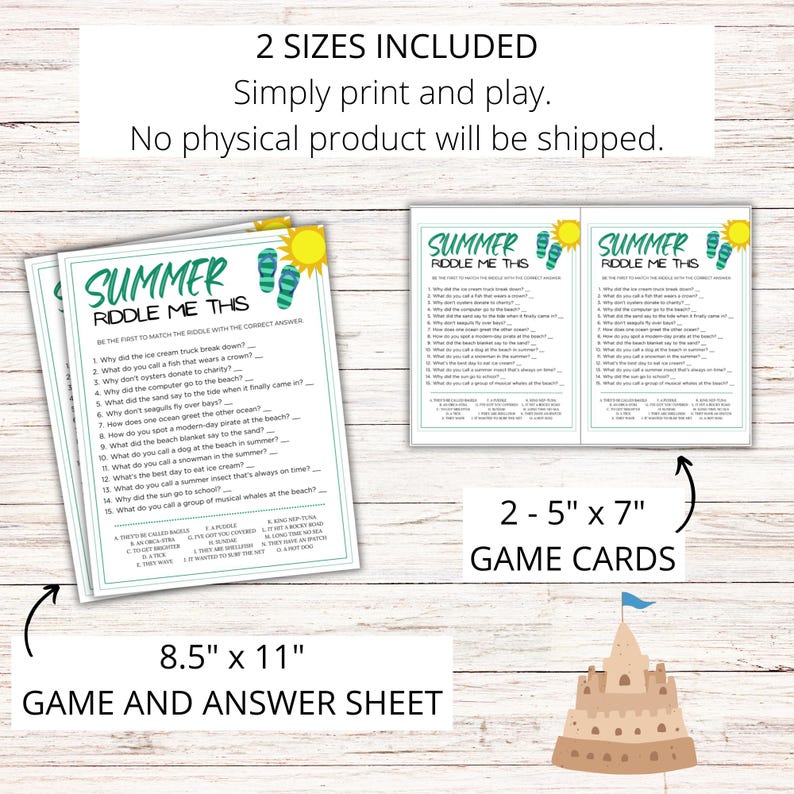 Summer Riddle Me This Game, Summer Riddles, Summer Activities, Summer ...