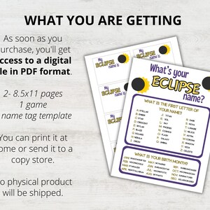 Eclipse Name Game Printable, What's Your Eclipse Name Game, Name ...