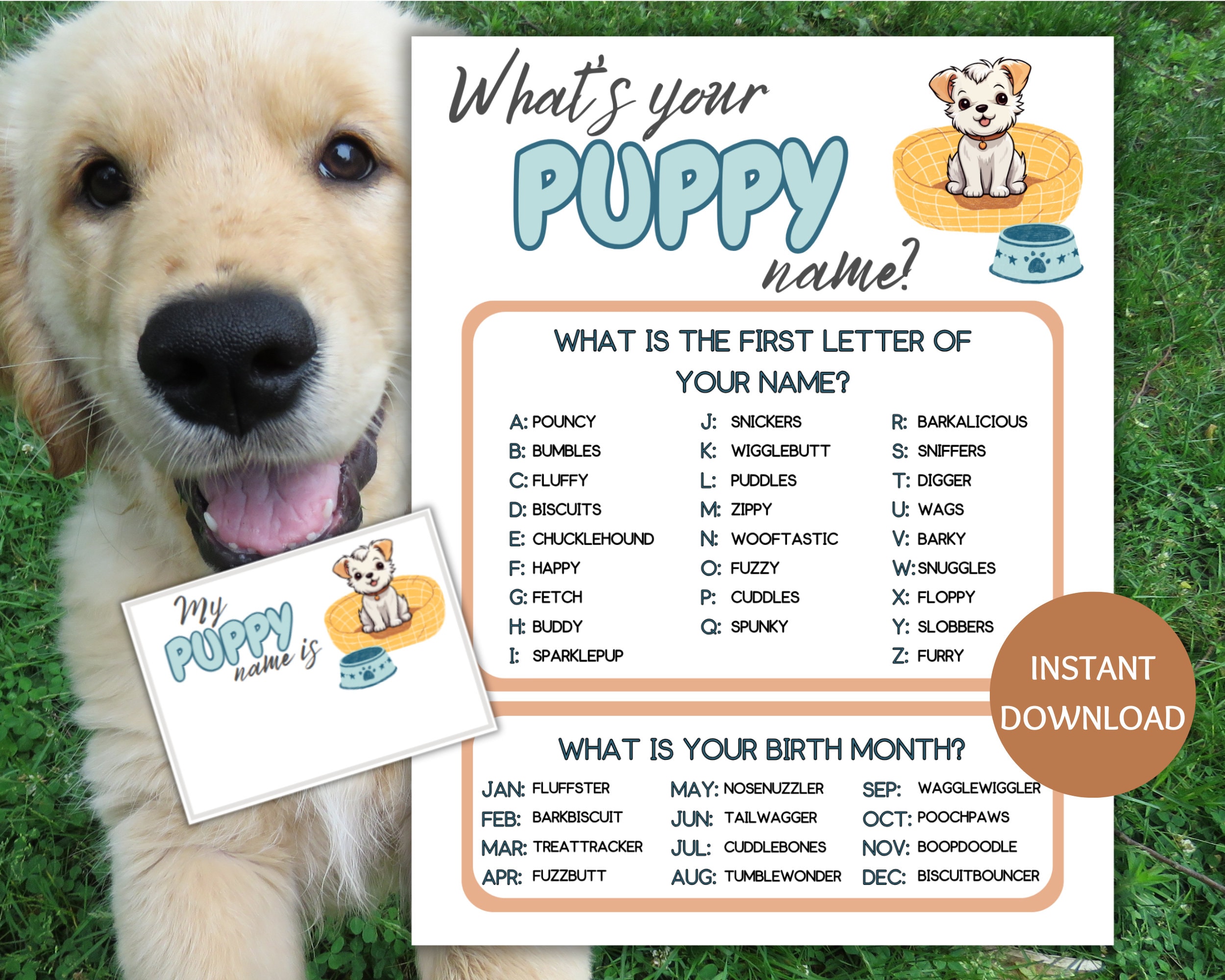Puppy Name Game Printable, What's Your Puppy Name Game, Name Generator ...