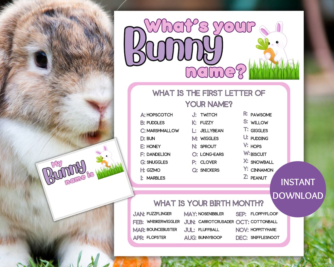 Bunny Name Game Printable, What's Your Bunny Name Game, Name Generator ...