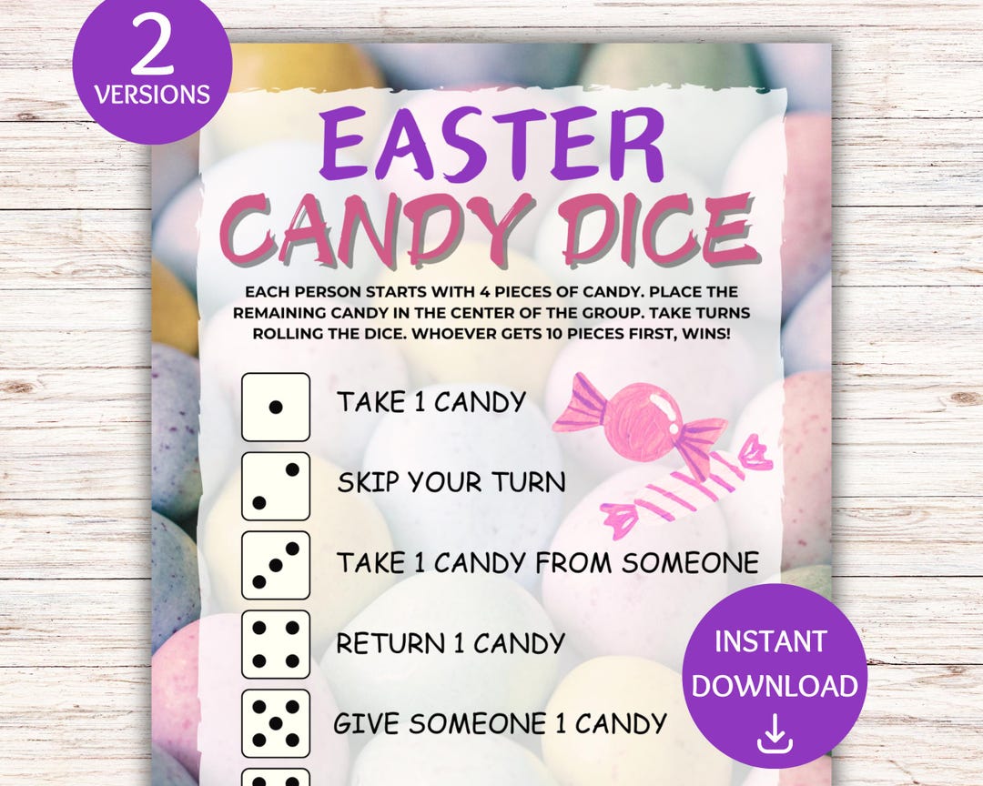 Easter Candy Dice Game for Kids, Easter Game, Easter Activities, Easter ...