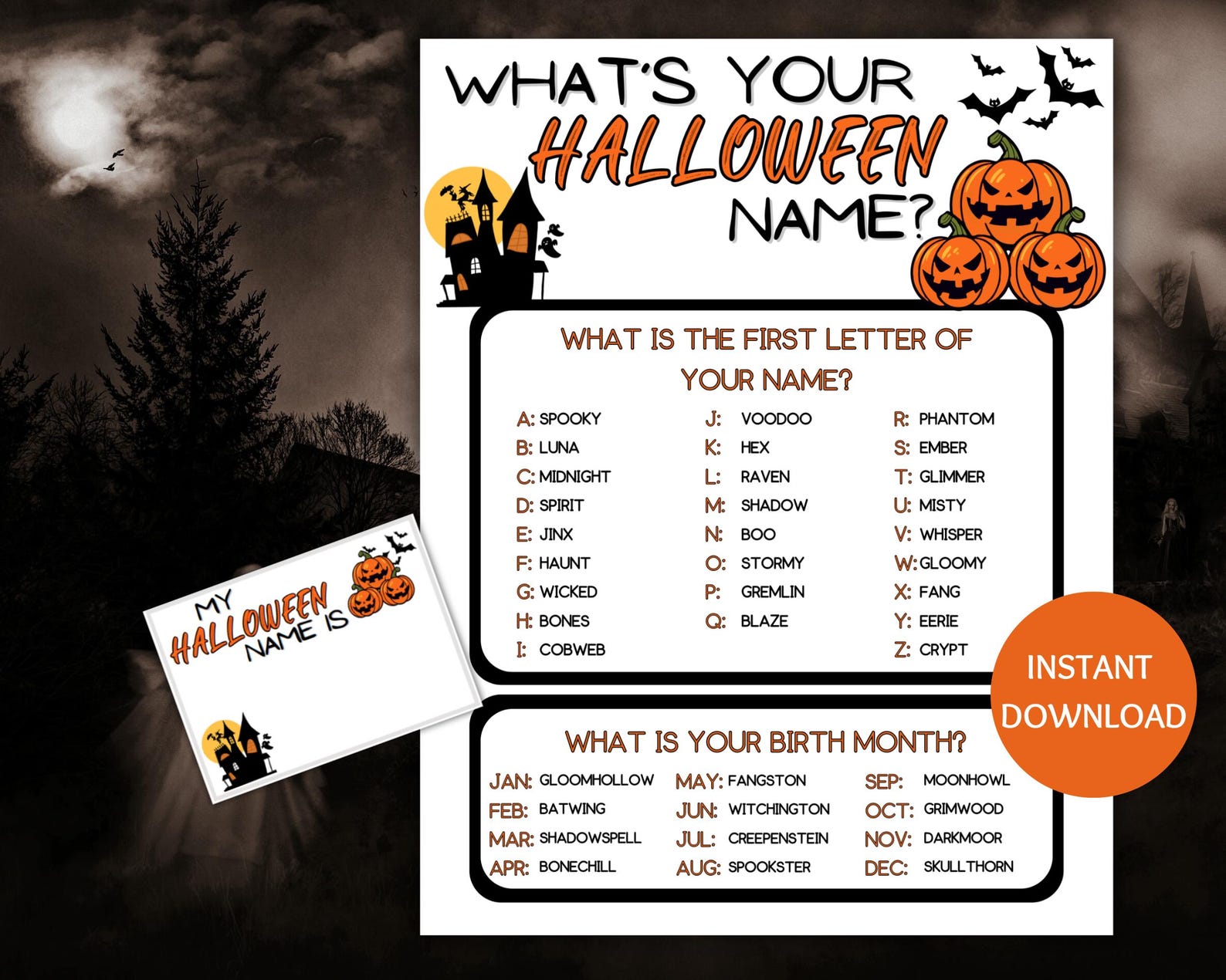 Halloween Name Game Printable, What's Your Halloween Name Game, Name ...