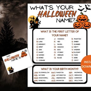 Halloween Name Game Printable, What's Your Halloween Name Game, Name ...