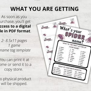 Spider Name Game Printable, What's Your Spider Name Game, Name ...