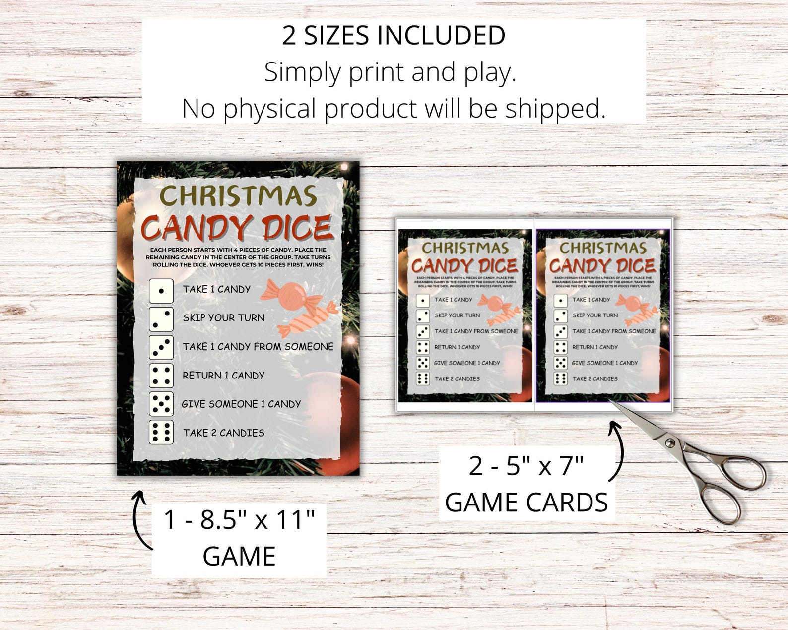 Christmas Candy Dice Game for Kids, Christmas Dice Game, Pass the Candy ...