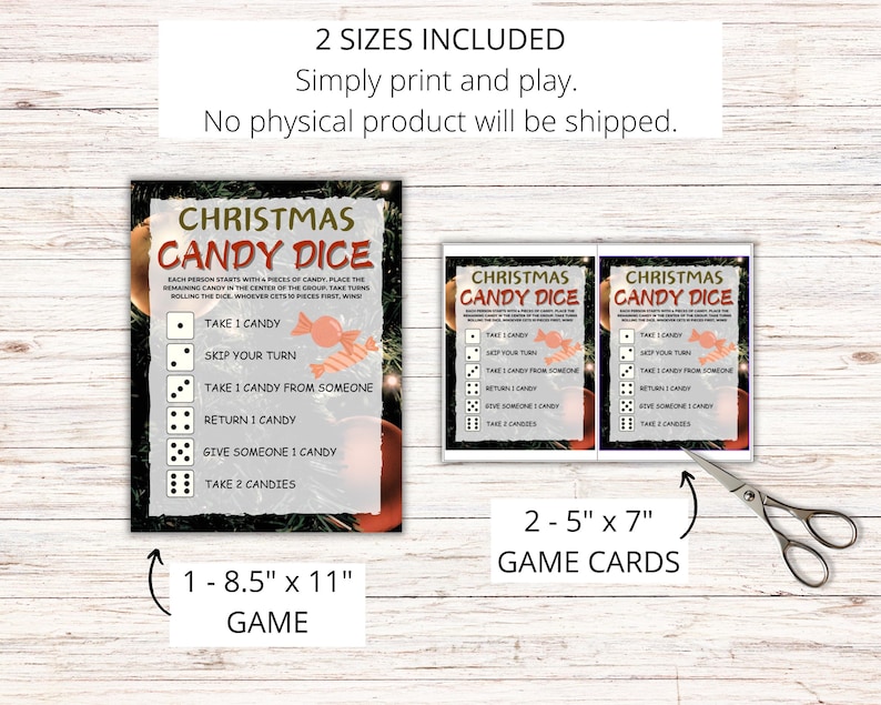 Christmas Candy Dice Game for Kids, Christmas Dice Game, Pass the Candy ...