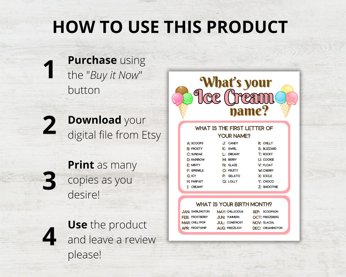 Ice Cream Name Game Printable, What's Your Ice Cream Name Game, Name ...