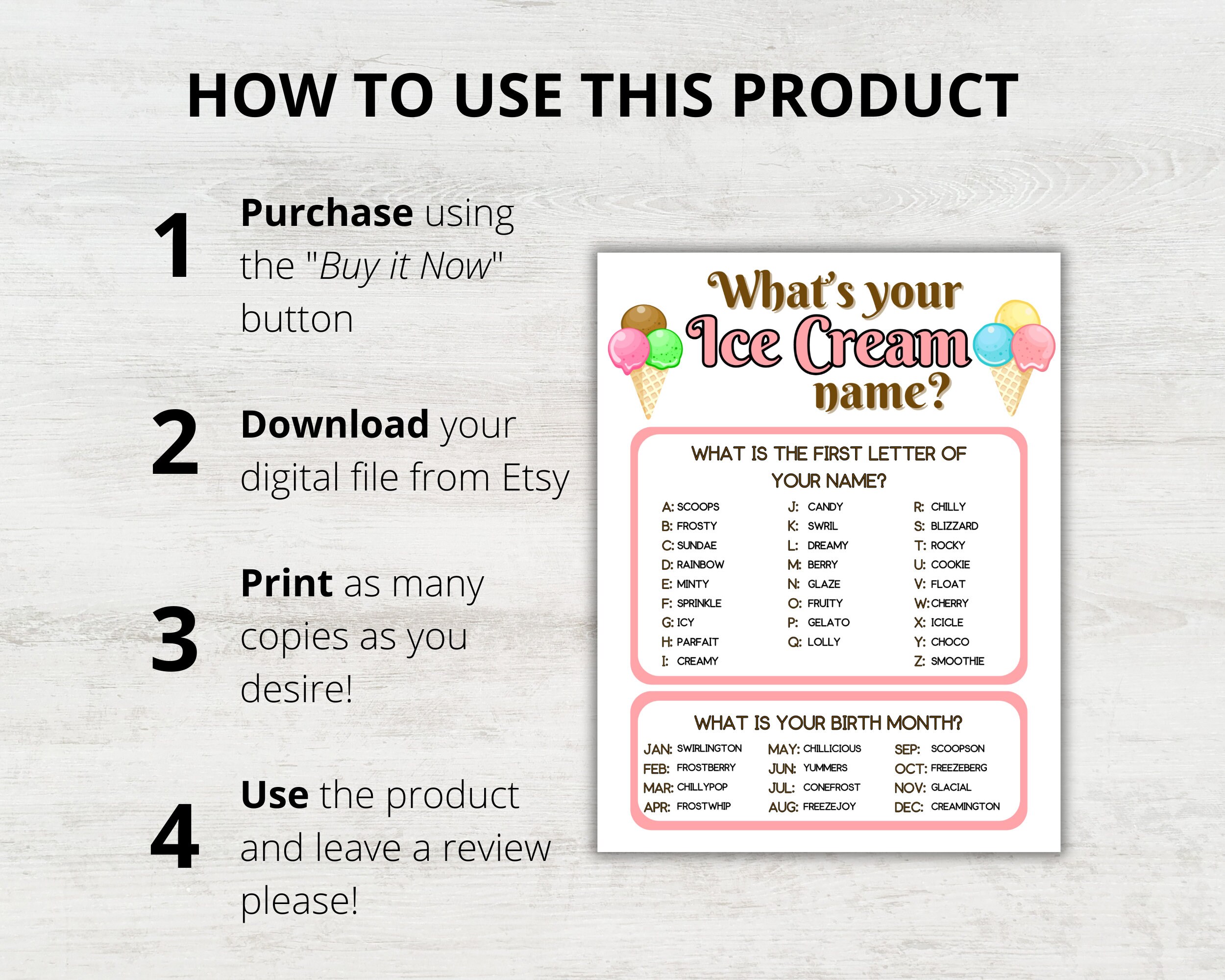 Ice Cream Name Game Printable, What's Your Ice Cream Name Game, Name ...