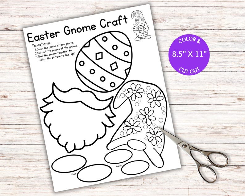 Easter Gnome Craft, Cut and Paste Craft, Gnome for Easter, Easter ...