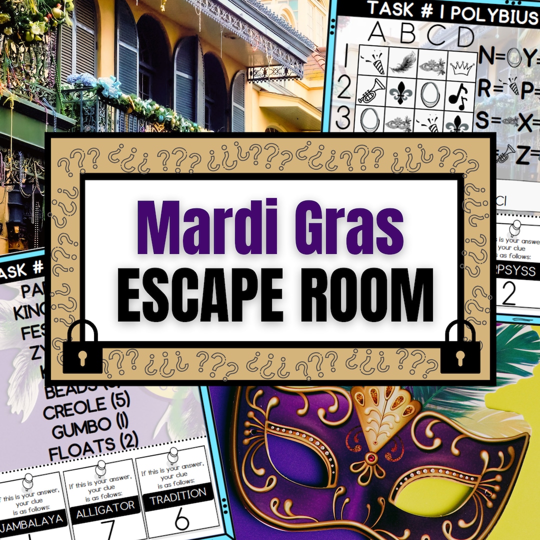Mardi Gras Escape Room for Kids, Printable Escape Room Kit, Escape Room ...