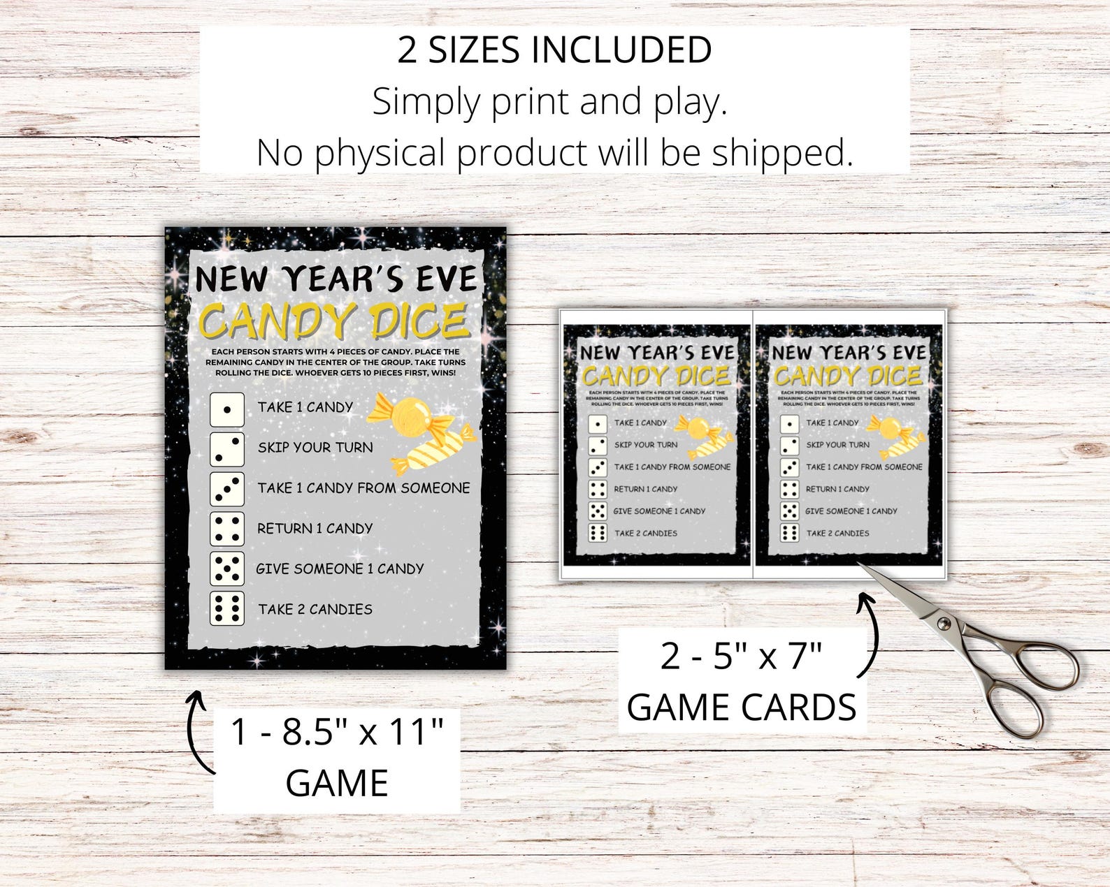 New Years Eve Candy Dice Game for Kids, New Years Eve Games, Pass the ...