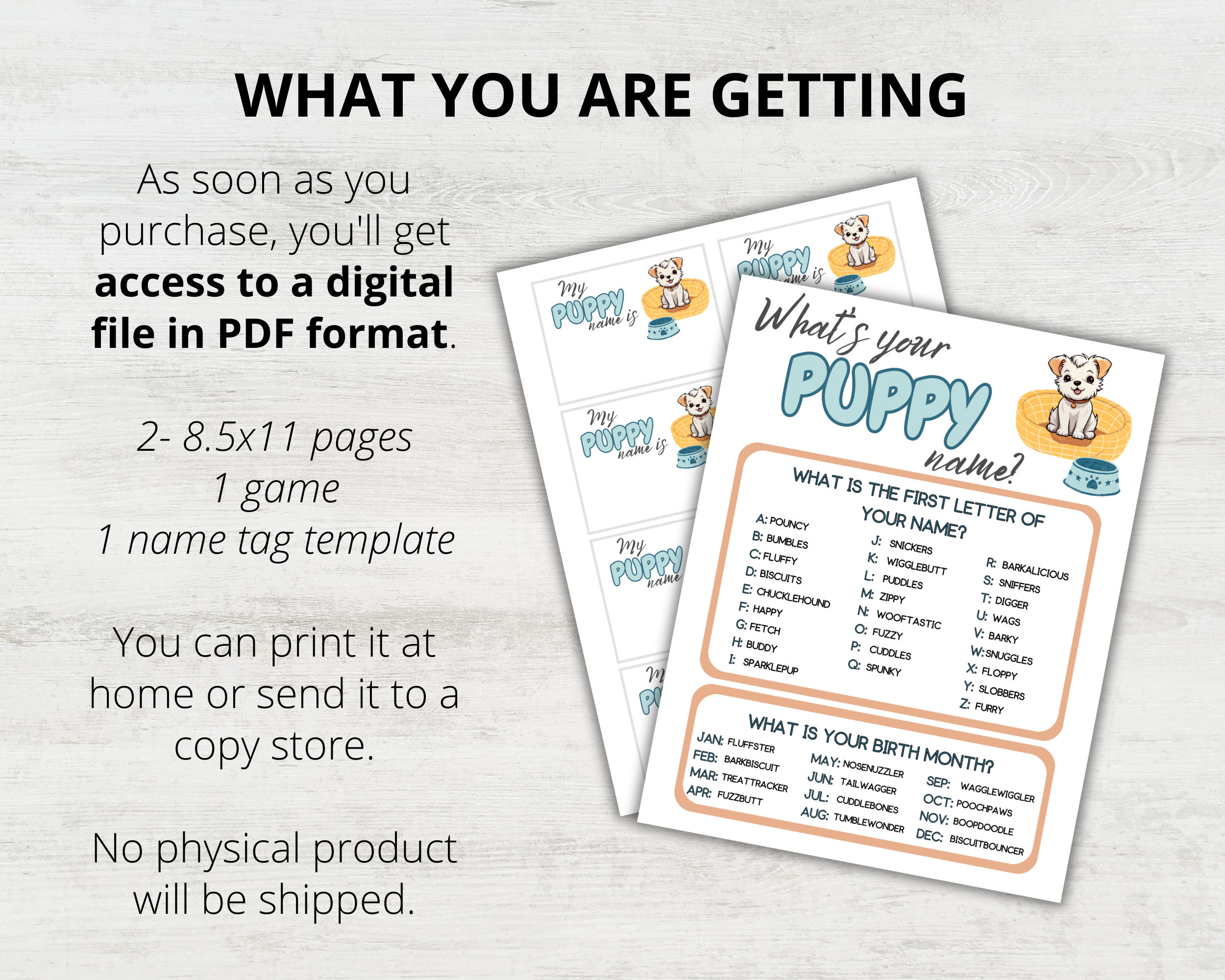 Puppy Name Game Printable, What's Your Puppy Name Game, Name Generator ...