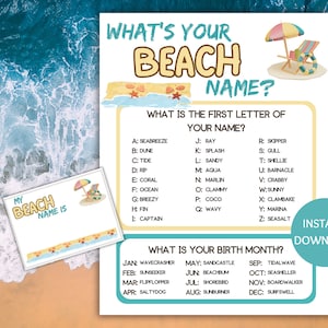Beach Name Game Printable, What's Your Beach Name Game, Name Generator ...