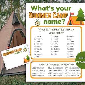 Summer Camp Name Game Printable, What's Your Summer Camp Name Game ...