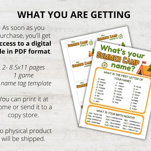 Summer Camp Name Game Printable, What's Your Summer Camp Name Game ...