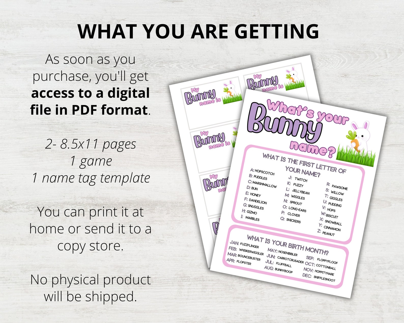 Bunny Name Game Printable, What's Your Bunny Name Game, Name Generator ...