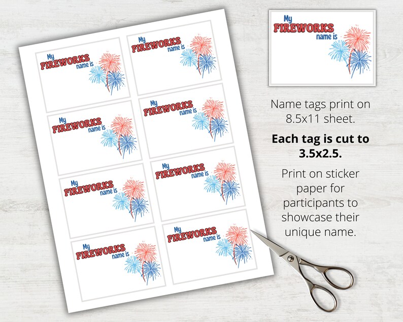 Fireworks Name Game Printable, What's Your Fireworks Name Game, Name ...