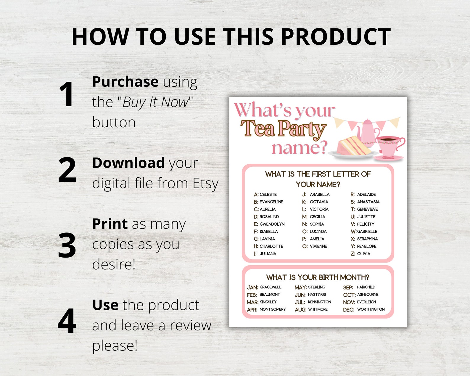 Tea Party Name Game Printable, What's Your Tea Party Name Game, Name ...