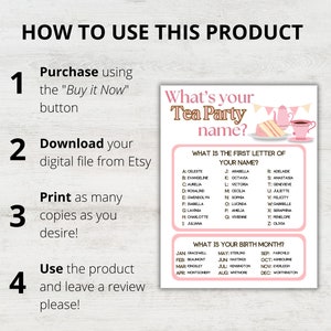 Tea Party Name Game Printable, What's Your Tea Party Name Game, Name ...