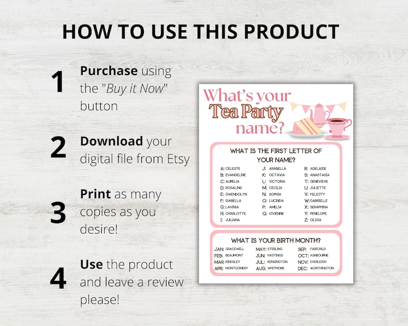 Tea Party Name Game Printable, What's Your Tea Party Name Game, Name ...