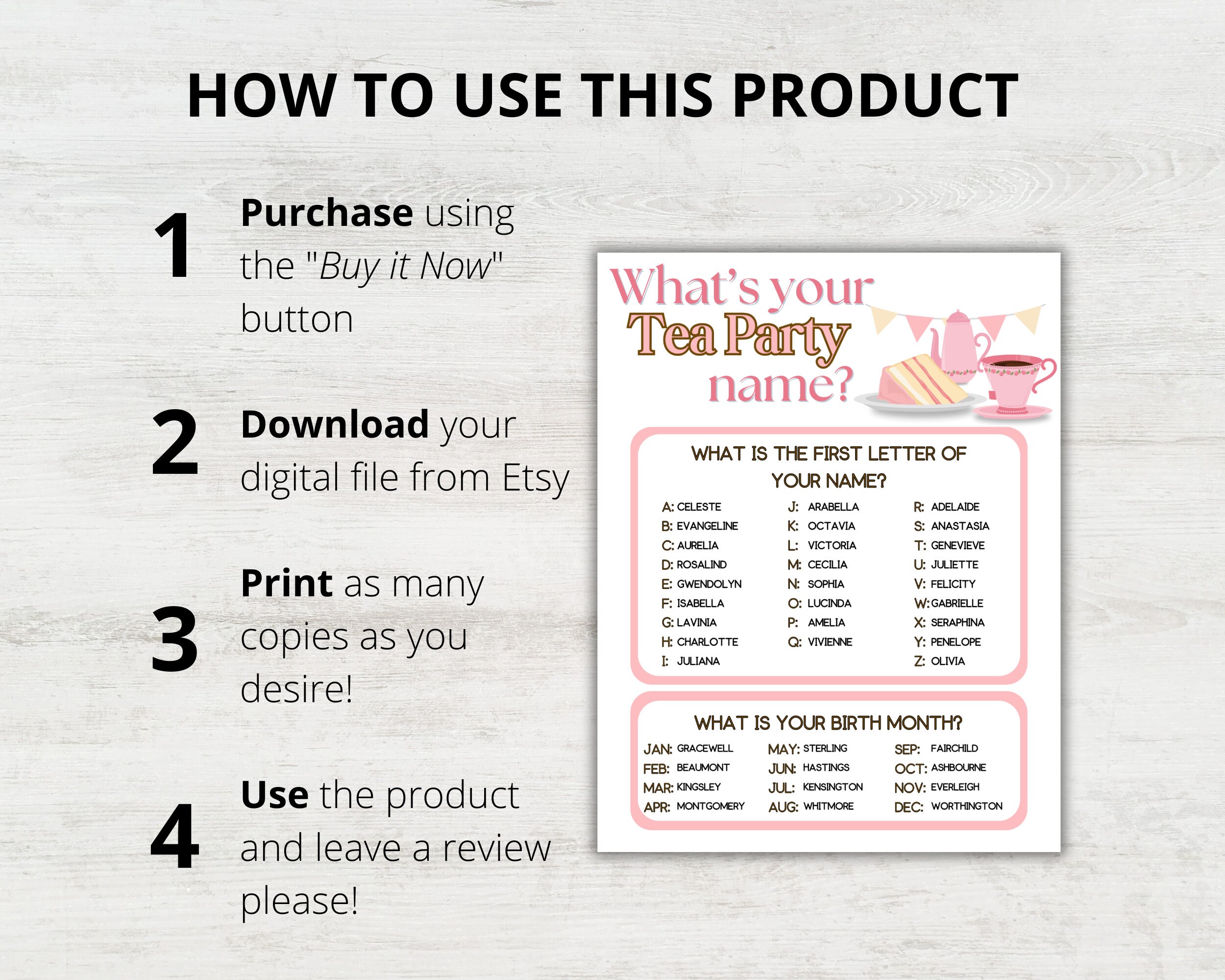 Tea Party Name Game Printable, What's Your Tea Party Name Game, Name ...